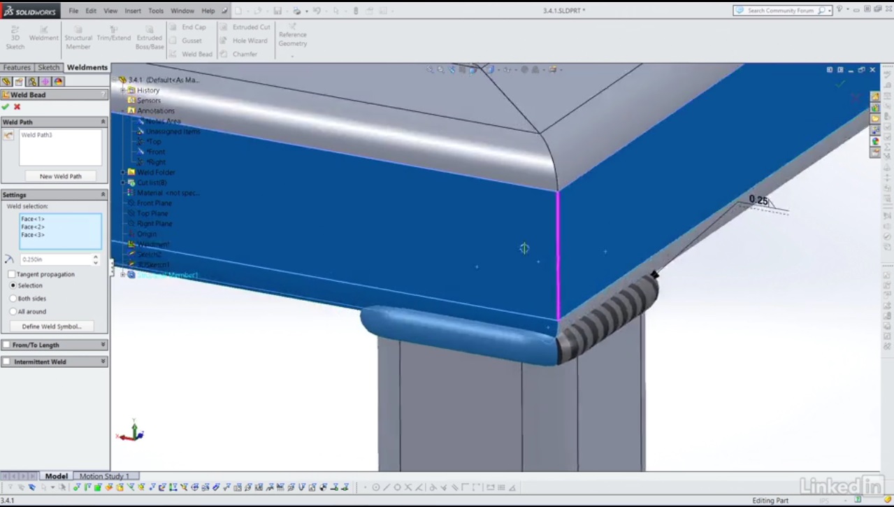 SolidWorks Weldments Online Course → Adding the cut list to the drawing ...